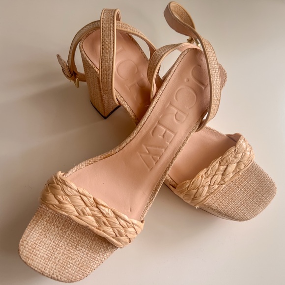 J. Crew | Shoes | J Crew Tan Block Heel Ankle Strap Heels | Poshmark